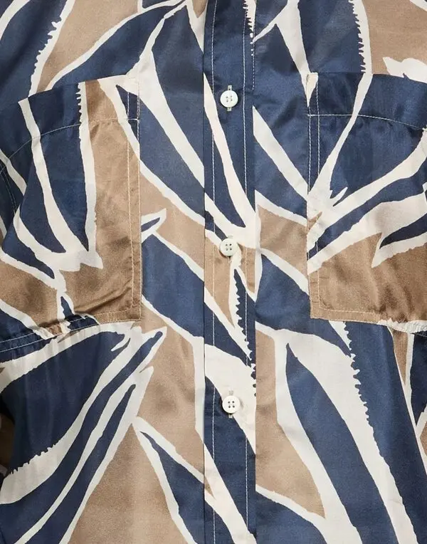 Brunello Cucinelli Long Sleeve Printed Silk Shirt