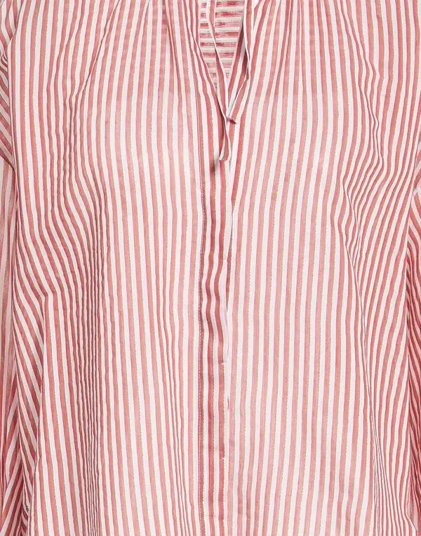 Brunello Cucinelli Striped Organza Blouse With Lace-up Neckline