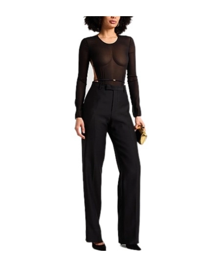 Saint Laurent Long Sleeve Sheer Top - Black