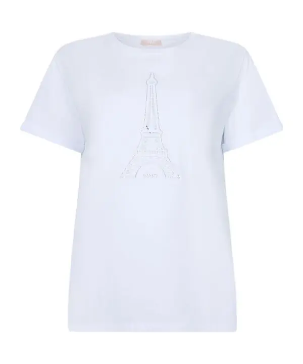 Liu Jo Crew Neck T-shirt With Openwork Embroidery