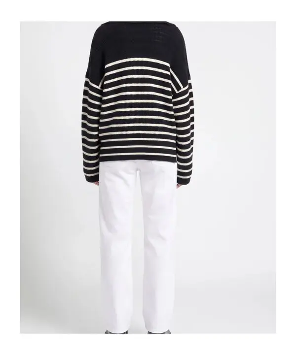 Rag & Bone Striped V-neck Knit Pullover With Side Slits
