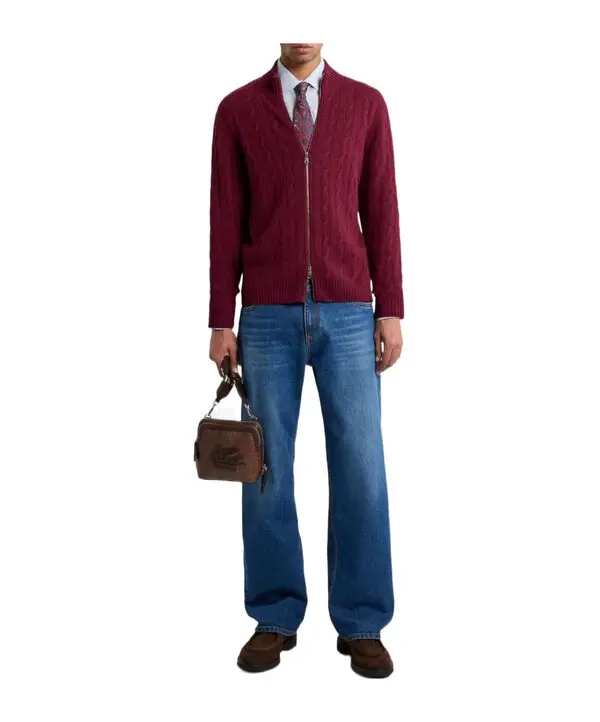 Etro Cashmere Zip-up Cardigan - Brown
