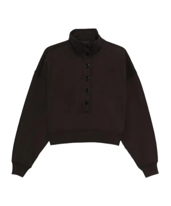 Citizens Of Humanity Mirelle High-neck Button-up Sweatshirt - Black