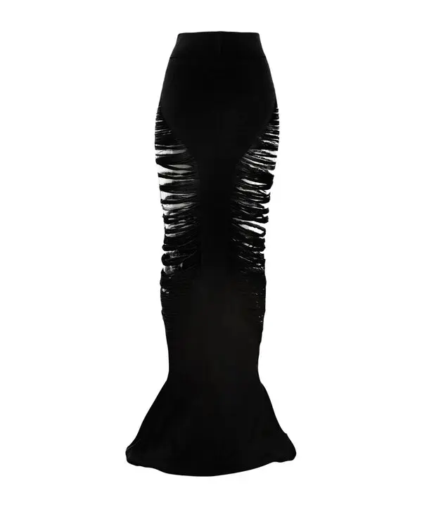 Rick Owens Solid Color Wool Midi Skirt