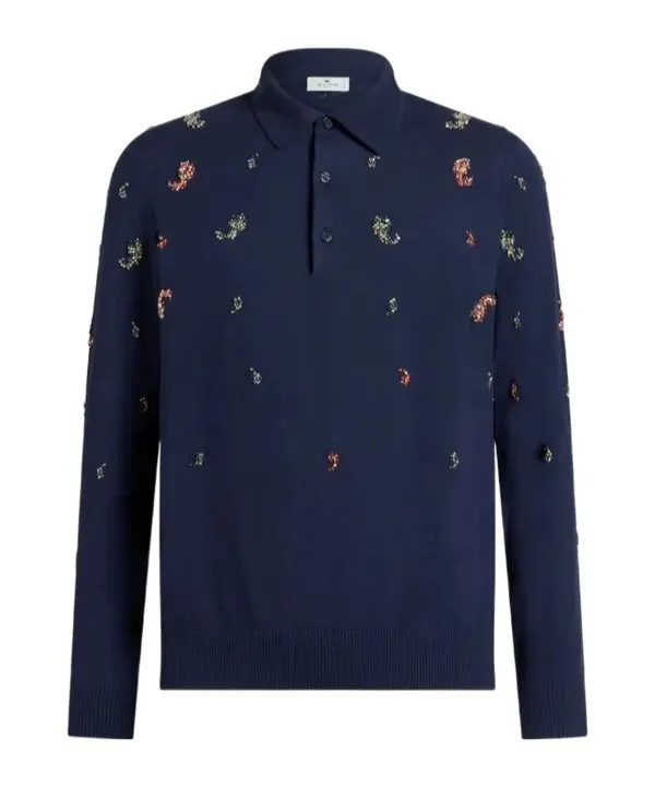 Etro Polo Shirt With Crystal-detailed Mini Paisley