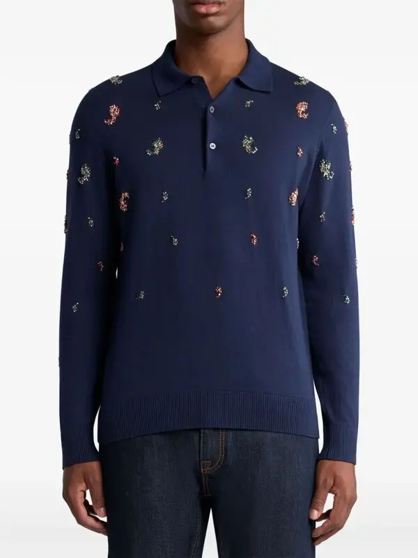 Etro Polo Shirt With Crystal-detailed Mini Paisley