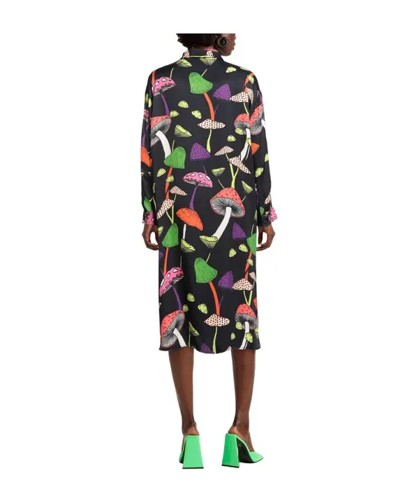 Farm Rio Printed Satin Shirt Dress
