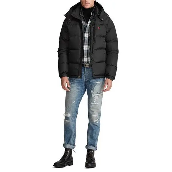 Polo Ralph Lauren Quilted Puffer Jacket With Stand Collar And Logo