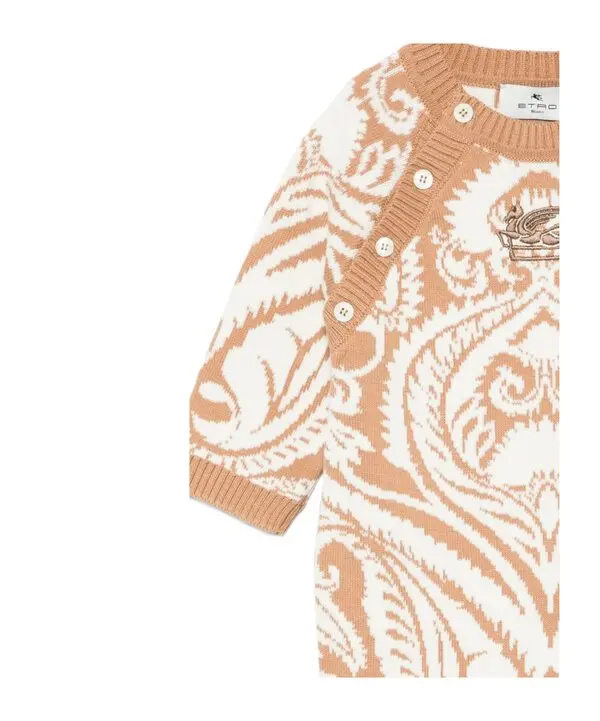 Etro Damask-pattern Knitted Babygrow Set
