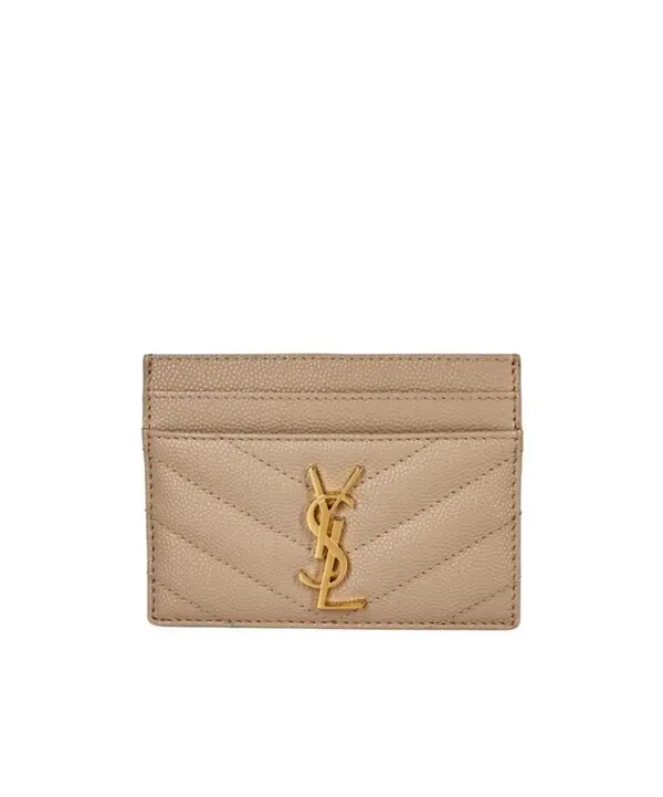 Saint Laurent Cassandre Mattelassé Card Holder - Nude