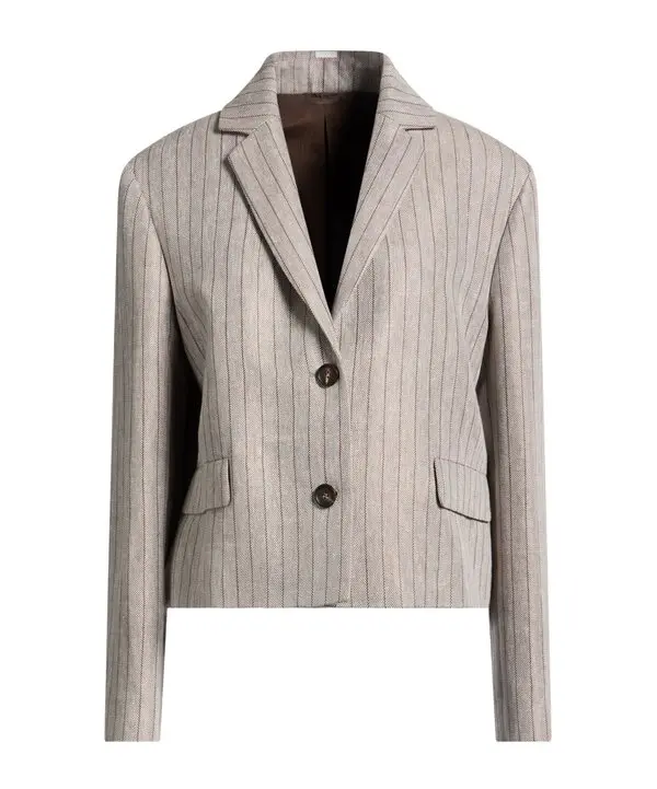 Brunello Cucinelli Single-breasted Striped Tweed Blazer