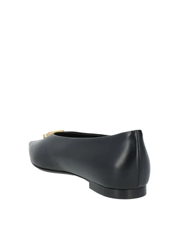 Burberry Leather Ballerina Flats With Gold Tone Emblem