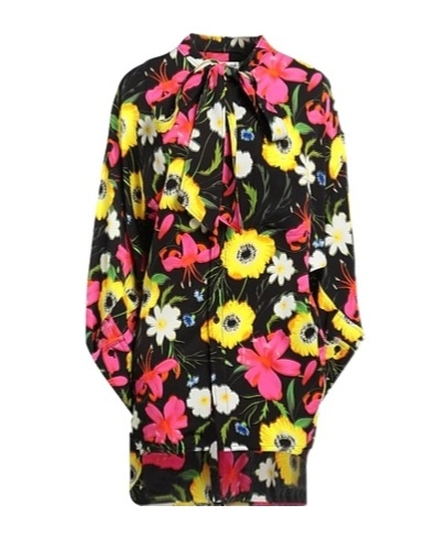 Balenciaga Floral Print Crepe Blouse - Black