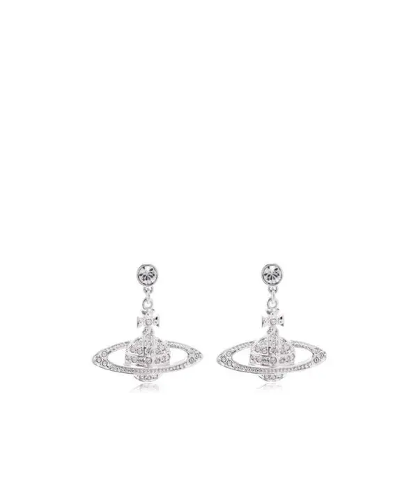 VIVIENNE WESTWOOD Silver Logo Orb Saturn Earrings - White
