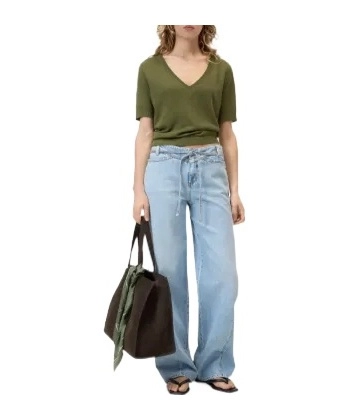 Closed V-neck Short-sleeve Sweater - No