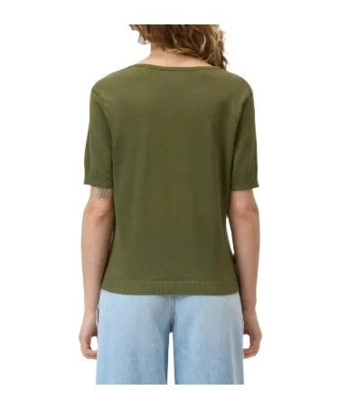 Closed V-neck Short-sleeve Sweater - No