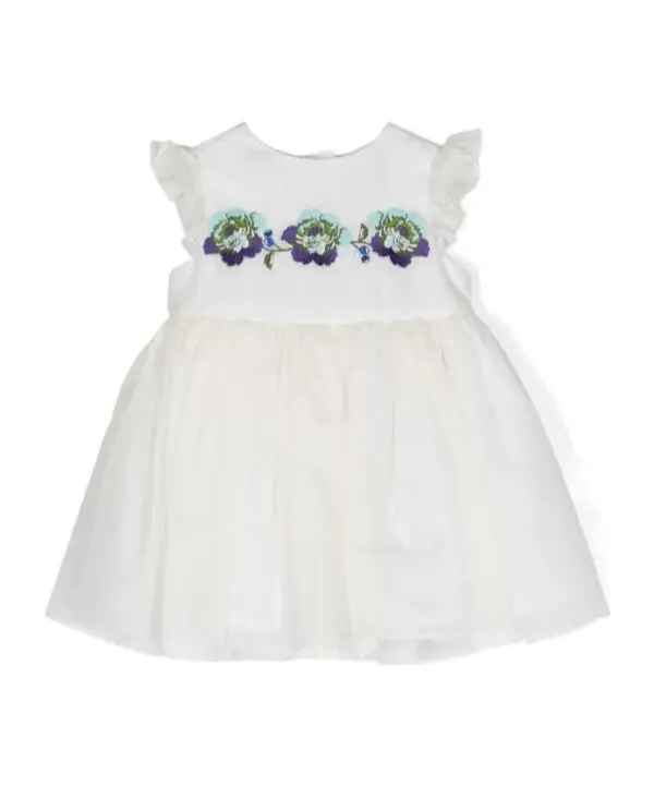 Etro Embroidered Ruffled Silk-cotton Blend Dress
