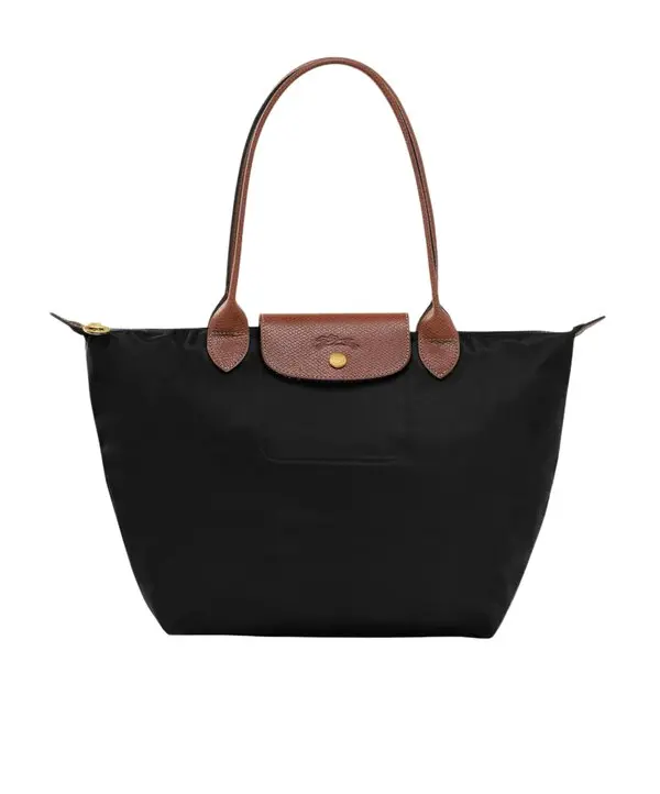 Longchamp Le Pliage Large Tote With Embossed Logo Flap - Black