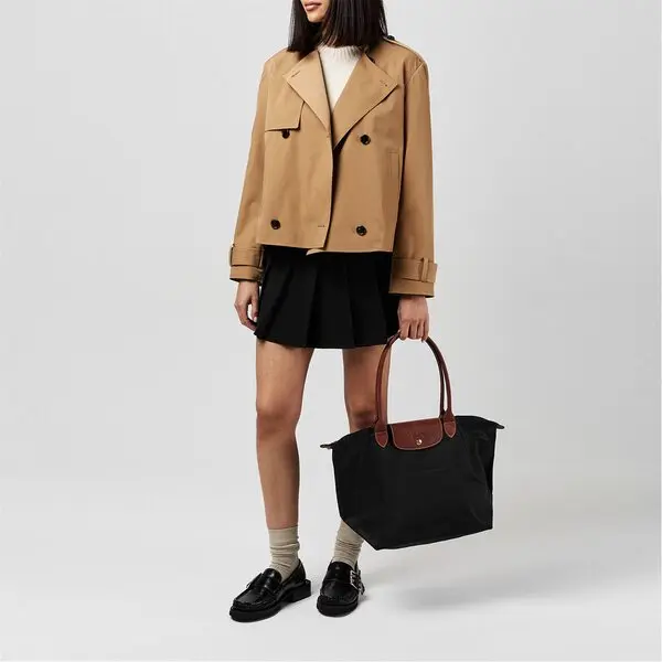 Longchamp Le Pliage Large Tote With Embossed Logo Flap - Black