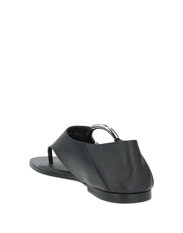 Saint Laurent Flat Leather Thong Sandals With Ring Detail