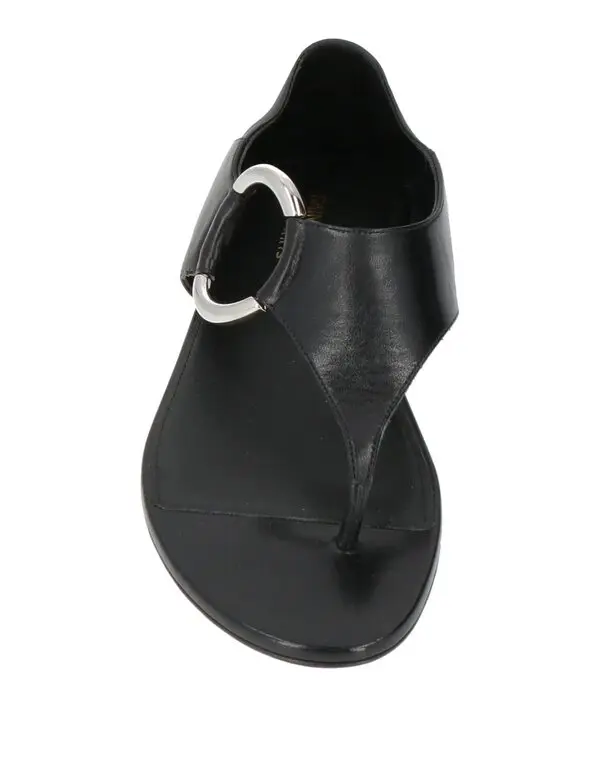 Saint Laurent Flat Leather Thong Sandals With Ring Detail