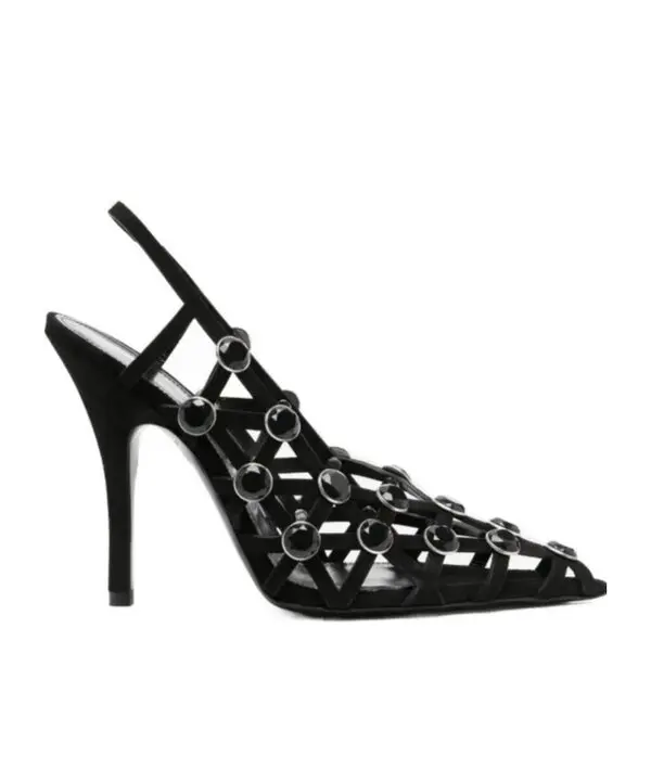 Attico Embellished Suede Slingback Pumps