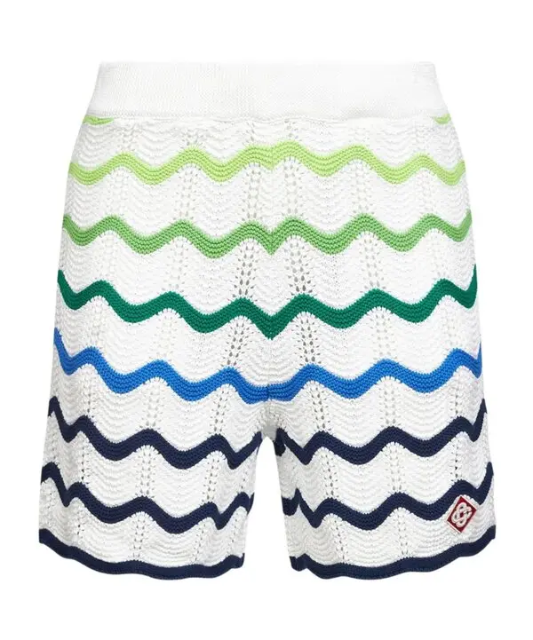 Casablanca Elasticated Scalloped Knit Shorts - White