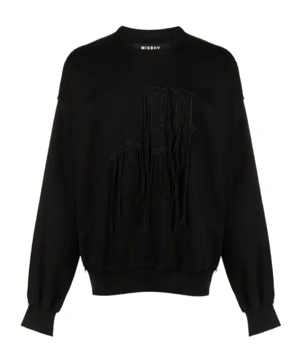 MISBHV Cws2 Fringed Detail Crewneck Sweatshirt - Black