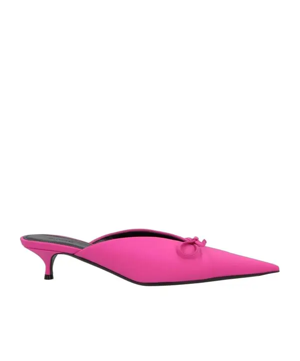 Balenciaga Bow Detail Leather Pointed Toe Mules