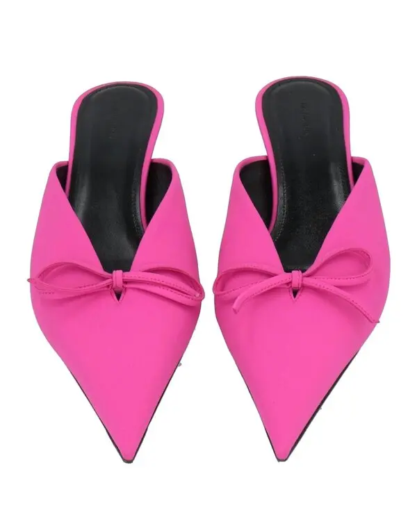 Balenciaga Bow Detail Leather Pointed Toe Mules