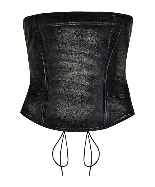 JADED LONDON Lace-up Corset With Side Zip And Curved Hem - Black