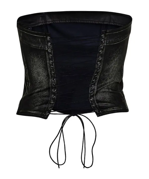 JADED LONDON Lace-up Corset With Side Zip And Curved Hem