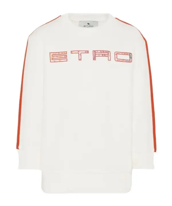 Etro Logo-detail Striped Sweatshirt - White