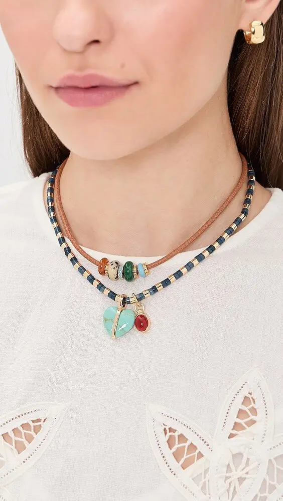 ROXANNE ASSOULIN Semi Sliders Necklace On Leather Cord