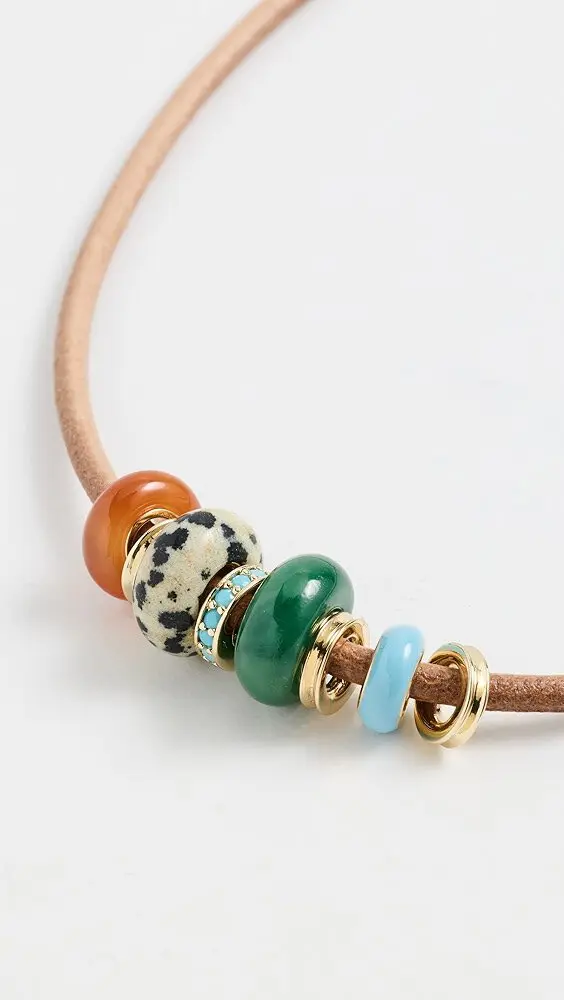 ROXANNE ASSOULIN Semi Sliders Necklace On Leather Cord