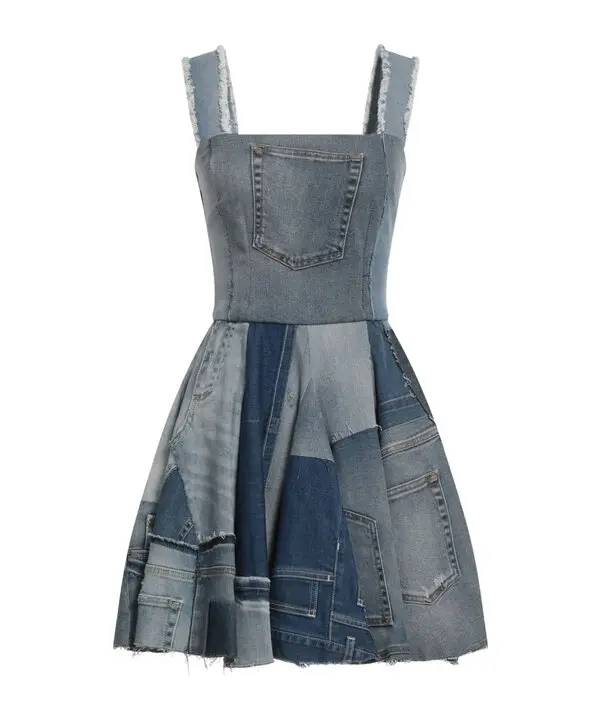 Dolce & Gabbana Denim Patchwork Square Neck Dress
