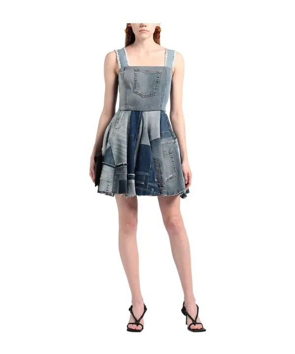 Dolce & Gabbana Denim Patchwork Square Neck Dress