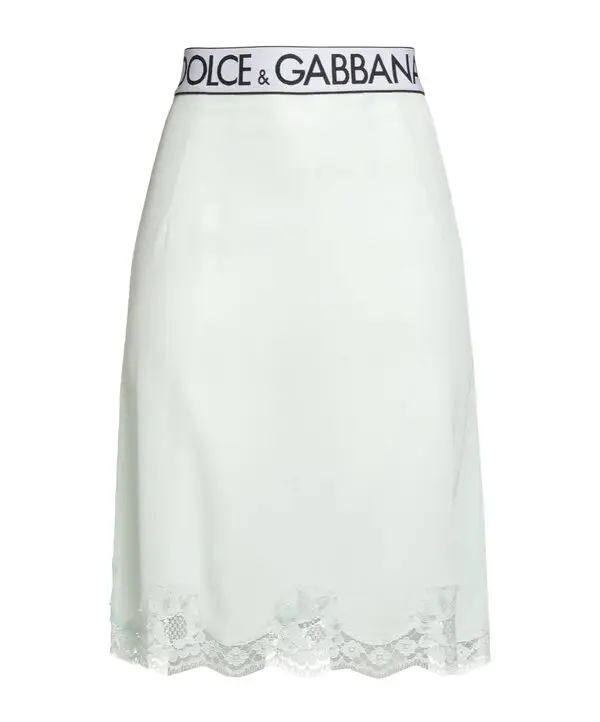 Dolce & Gabbana Elasticated Lace Midi Skirt - Green