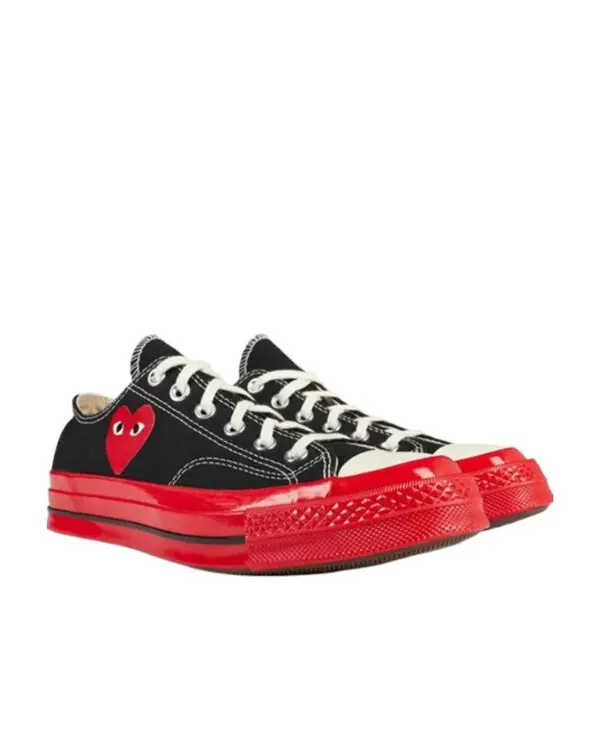 Play Comme Des Garcon Logo Low-top Sneakers - Red