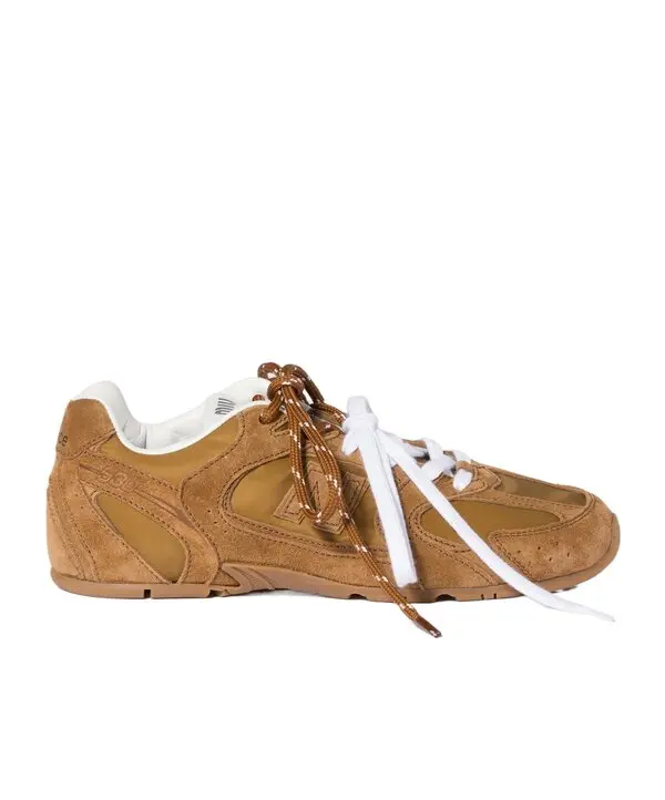 Miu Miu X New Balance Technical Fabric And Suede Sneakers - Beige