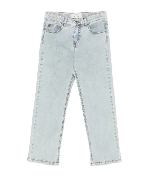 Etro Logo-embroidered Acid-wash Jeans - Green