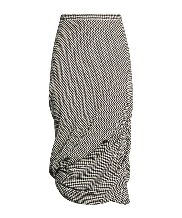 Balenciaga Houndstooth Flannel Midi Skirt