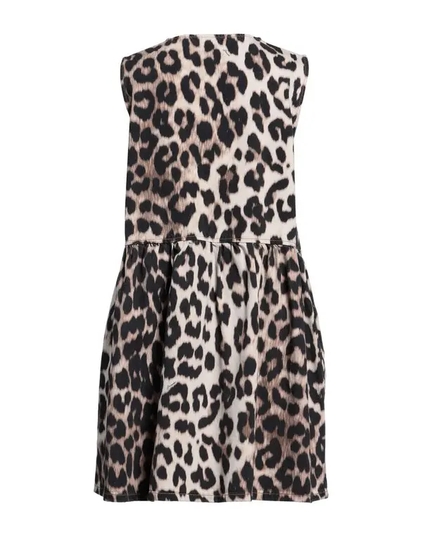 GANNI Leopard Print Denim Sleeveless Dress