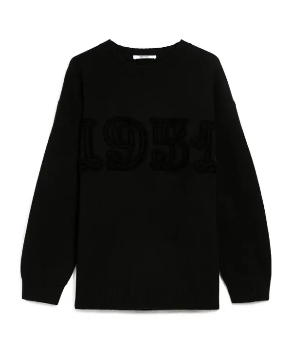 Max Mara Long-sleeve Crew-neck Knit Top - Black