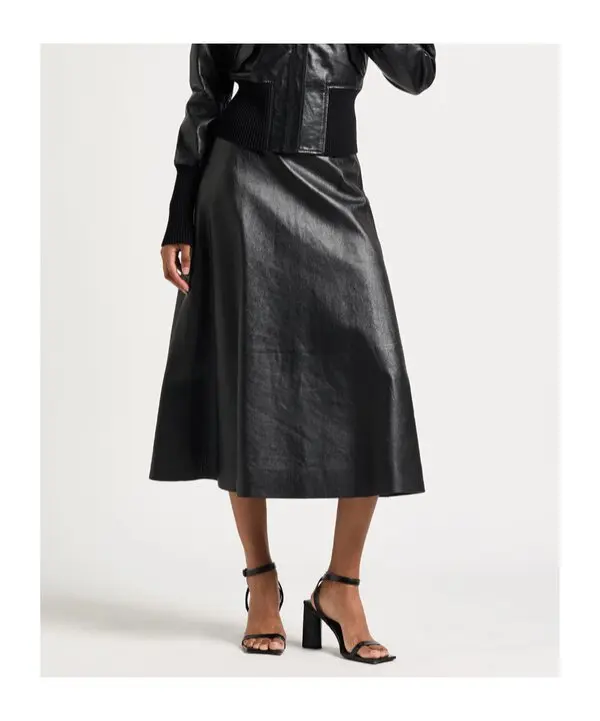 Balenciaga Leather Flared Skirt