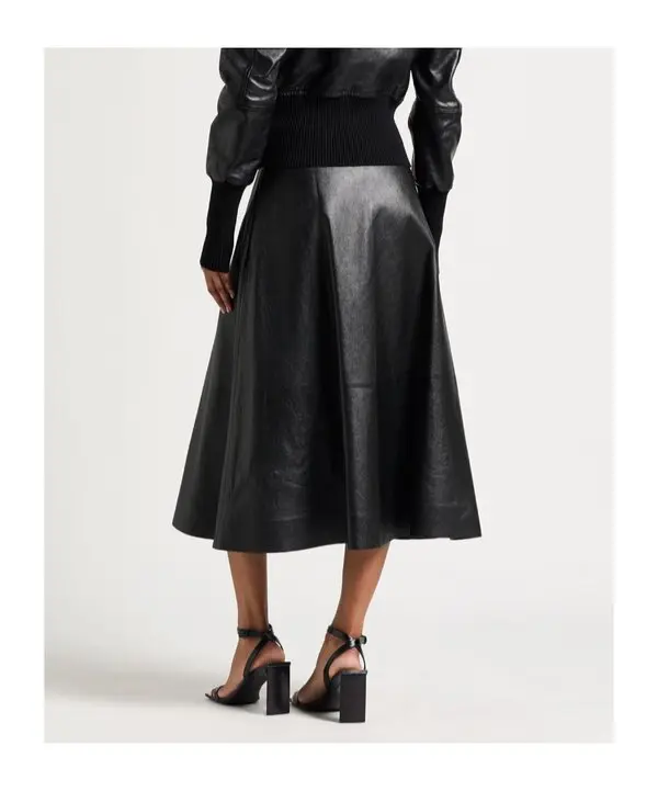 Balenciaga Leather Flared Skirt