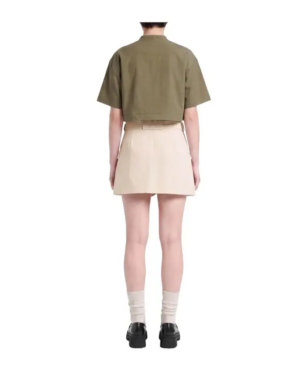 GANNI Solid-colored Twill Midi Skirt