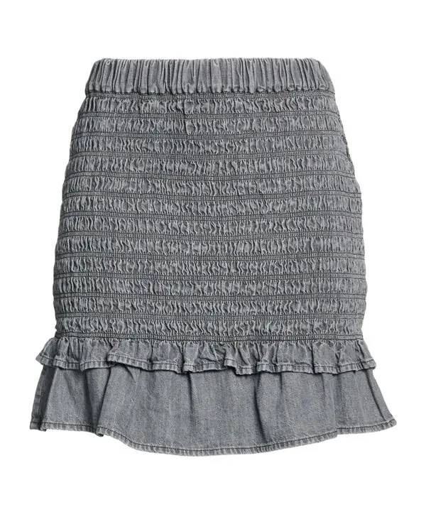 Isabel Marant Étoile Denim Midi Skirt With Gathered Ruffles - Black