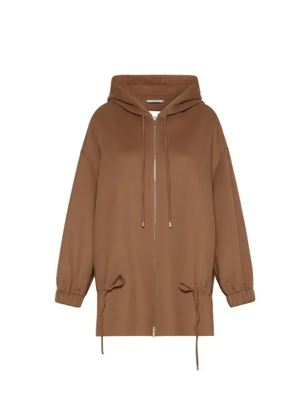 Max Mara Long-sleeved Hooded Coat With Drawstring Details