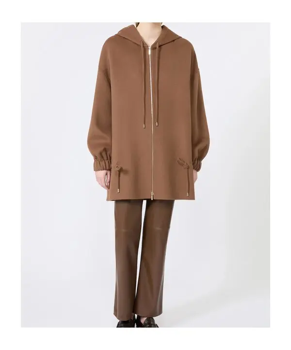 Max Mara Long-sleeved Hooded Coat With Drawstring Details